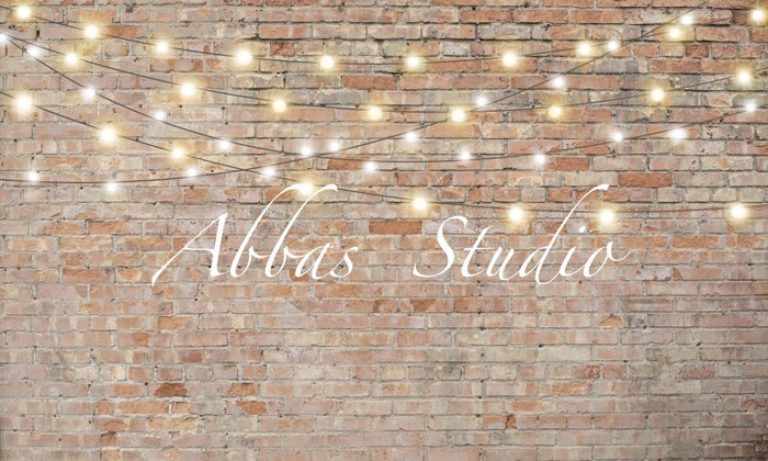 Rustic Brick Wall String Lights Backdrop