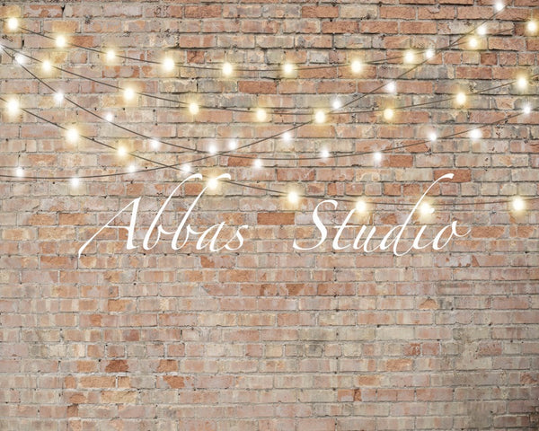 Rustic Brick Wall String Lights Backdrop