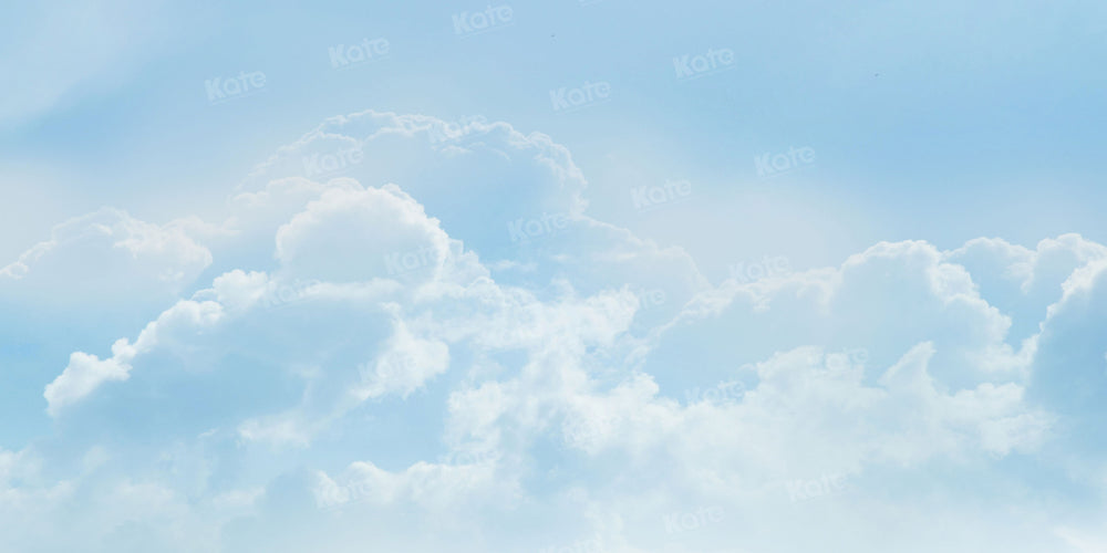 Dreamy Blue Sky with Fluffy Clouds Backdrop