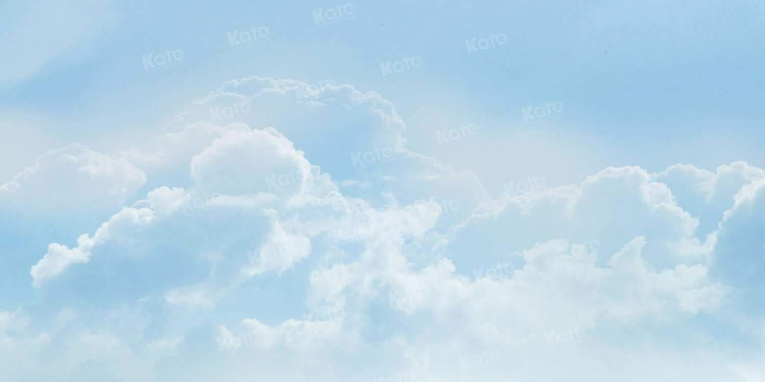 Dreamy Blue Sky with Fluffy Clouds Backdrop