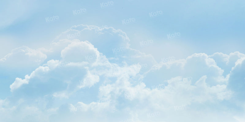 Dreamy Blue Sky with Fluffy Clouds Backdrop