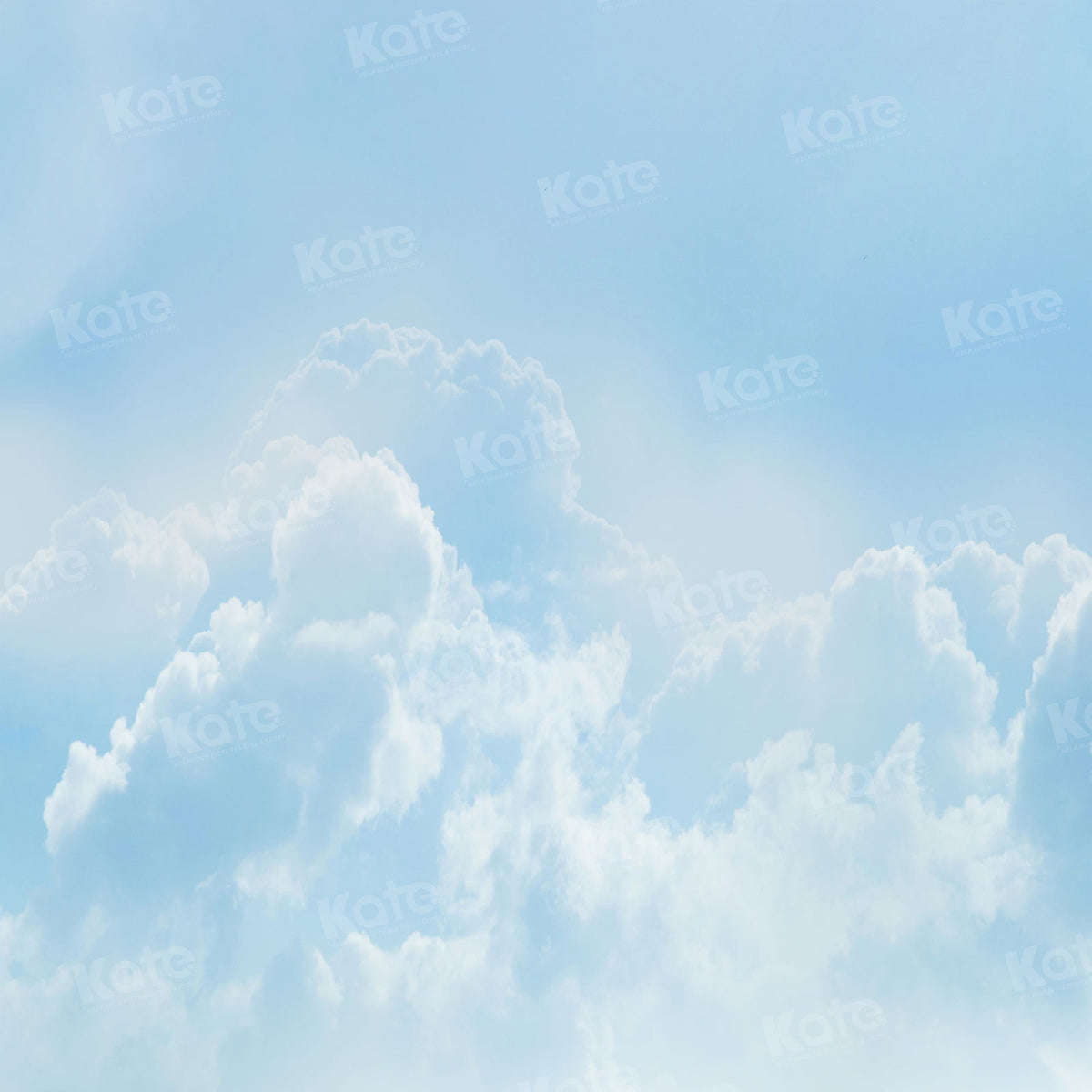 Dreamy Blue Sky with Fluffy Clouds Backdrop