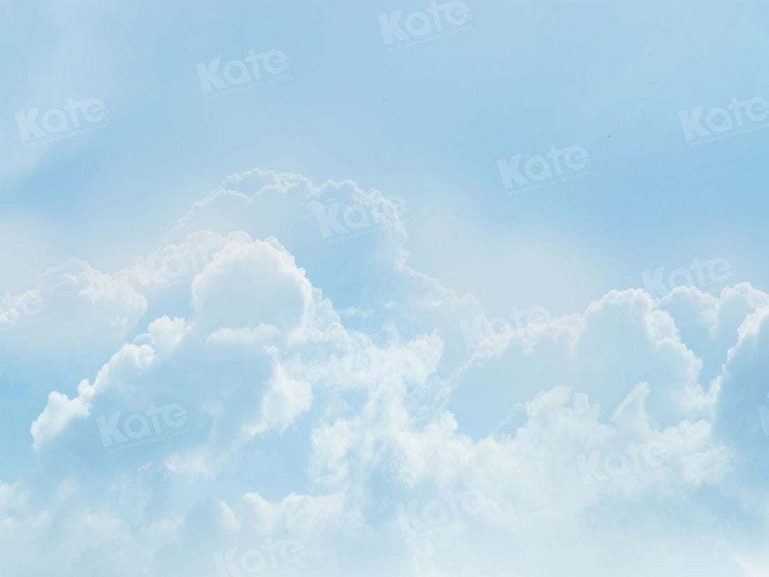 Dreamy Blue Sky with Fluffy Clouds Backdrop
