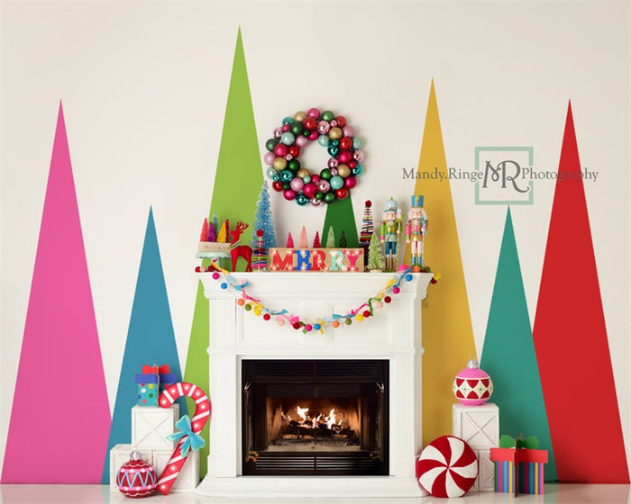 Kate Merry and Bright Christmas Fireplace Backdrop Designed by Mandy R