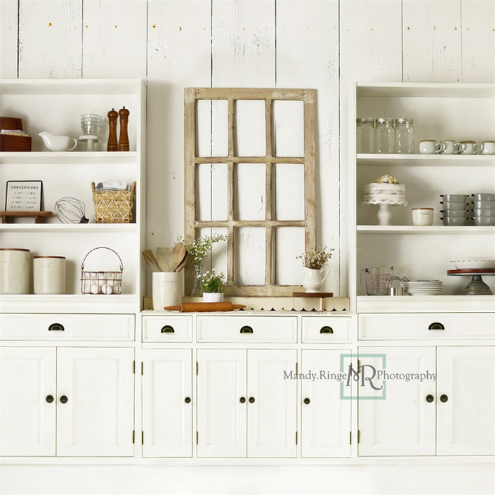 Rustic Vintage Kitchen Window Backdrop
