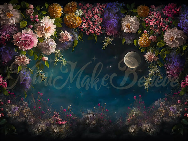 Kate Painterly Fine Art Moon Night Interior Floral Upside Down Backdrop ...