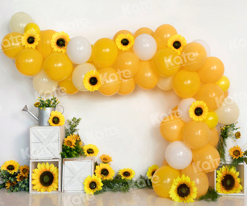 Sunny Yellow Balloon Sunflower Arch Backdrop