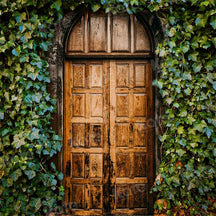 Rustic Ivy Archway Wooden Door Backdrop