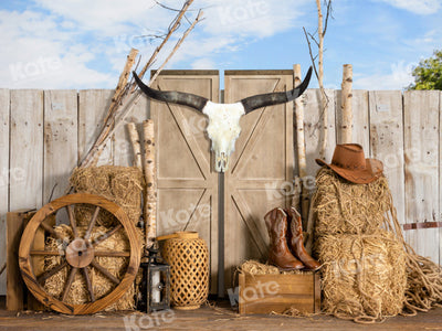 Rustic Western Cowboy Haystack Backdrop