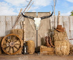 Rustic Western Cowboy Haystack Backdrop
