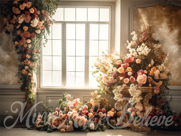 Elegant Vintage Floral Window Backdrop