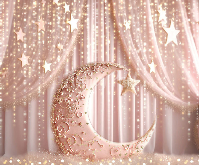 Elegant Moonlit Starry Night Backdrop