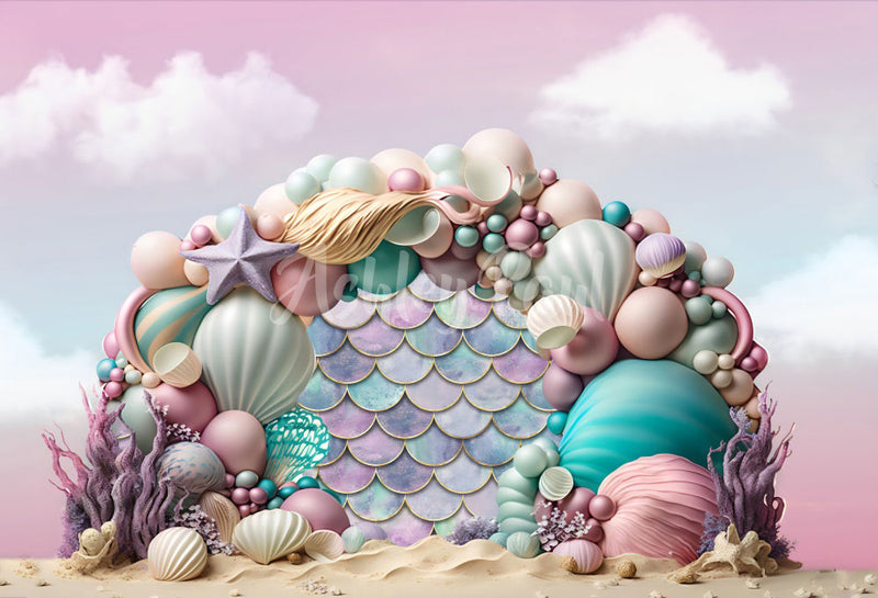 Kate Mermaid Balloons Arch Backdrop for Photography