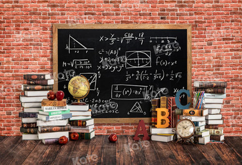 Vintage Classroom Blackboard Brick Wall Backdrop