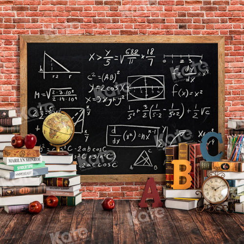 Vintage Classroom Blackboard Brick Wall Backdrop