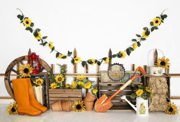 Rustic Sunflower Garden Harvest Backdrop