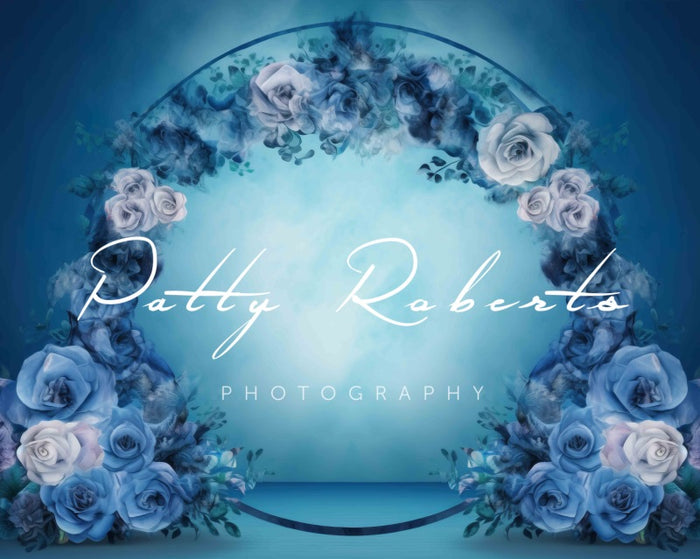 Elegant Blue Floral Arch Backdrop