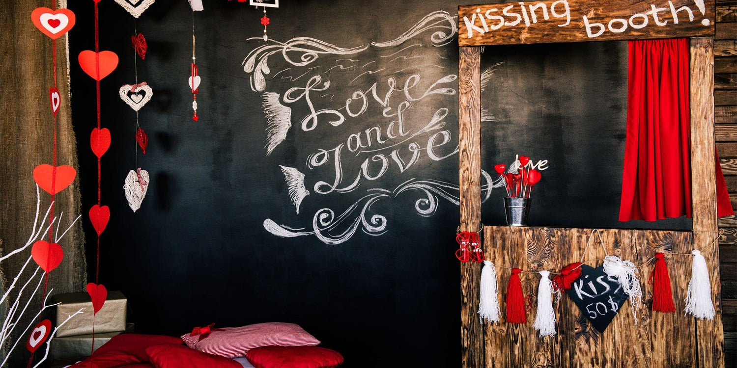 Rustic Romantic Love Kissing Booth Backdrop