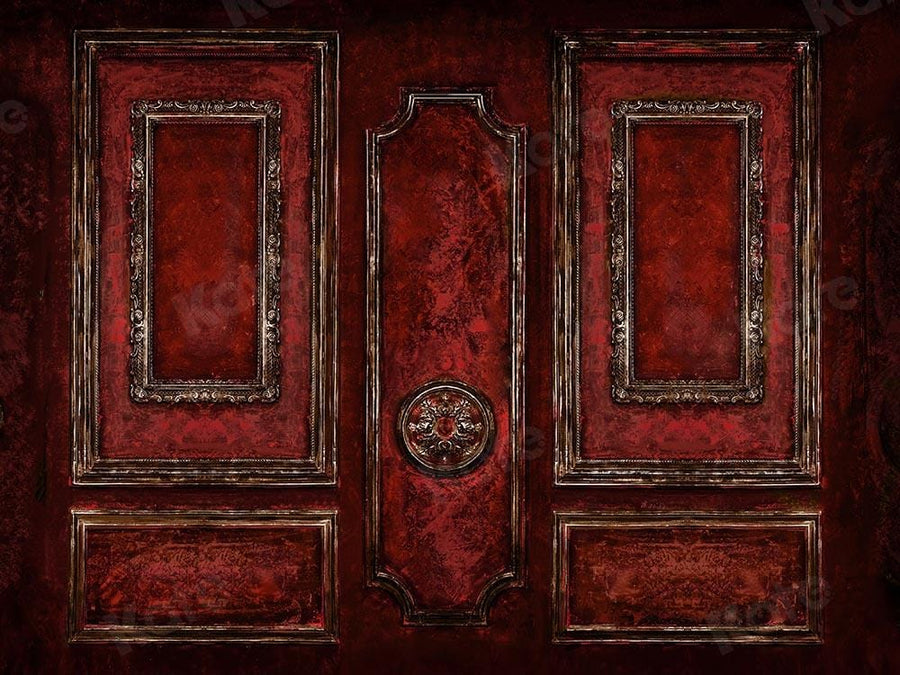 Vintage Ornate Red Panel Wall Backdrop