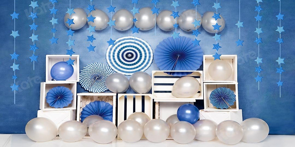 Elegant Blue Silver Celebration Backdrop