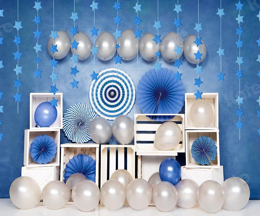 Elegant Blue Silver Celebration Backdrop