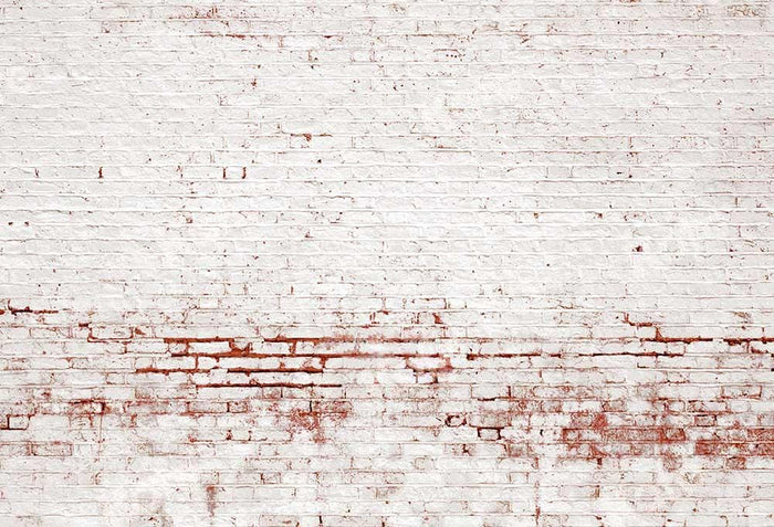 Kate Retro Distressed Brick White Wall Backdrop