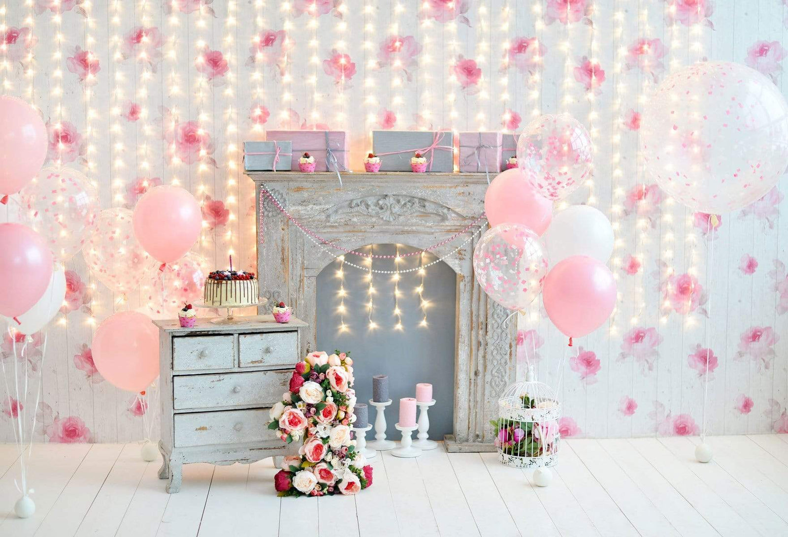 Elegant Pink Floral Party Backdrop