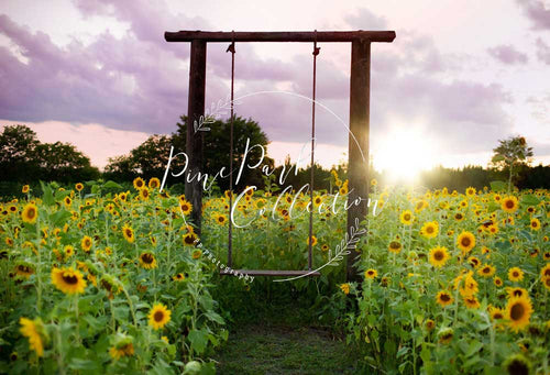 Sunlit Sunflower Field Swing Backdrop