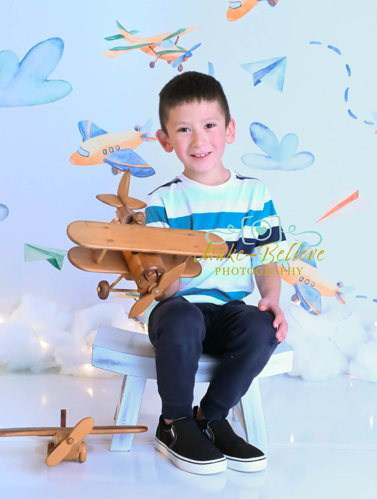 Whimsical Watercolor Airplane Backdrop