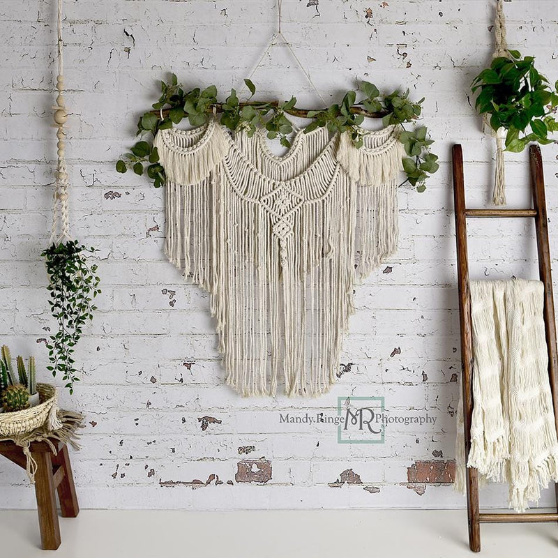 Boho Chic Macrame and Brick Wall Backdrop