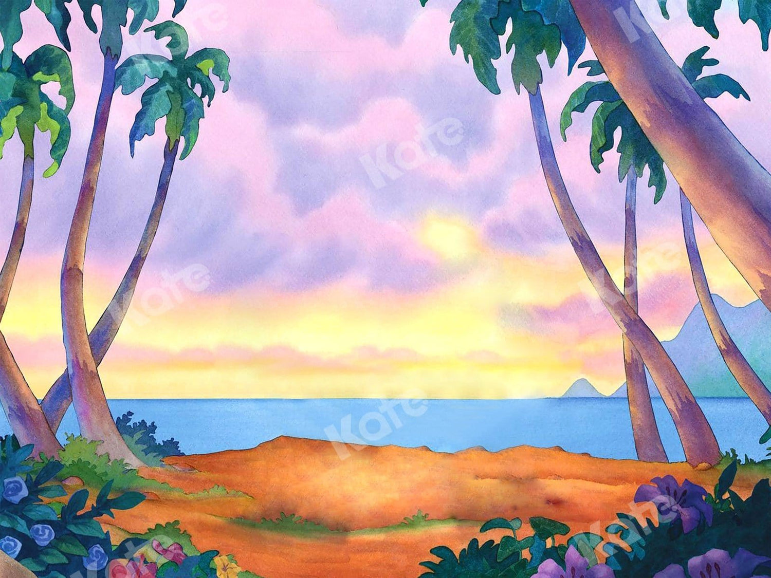 Sunset Island Tropical Adventure Backdrop
