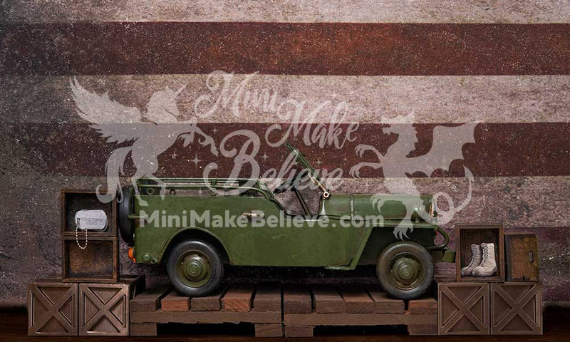 Rustic Vintage Military Jeep Backdrop