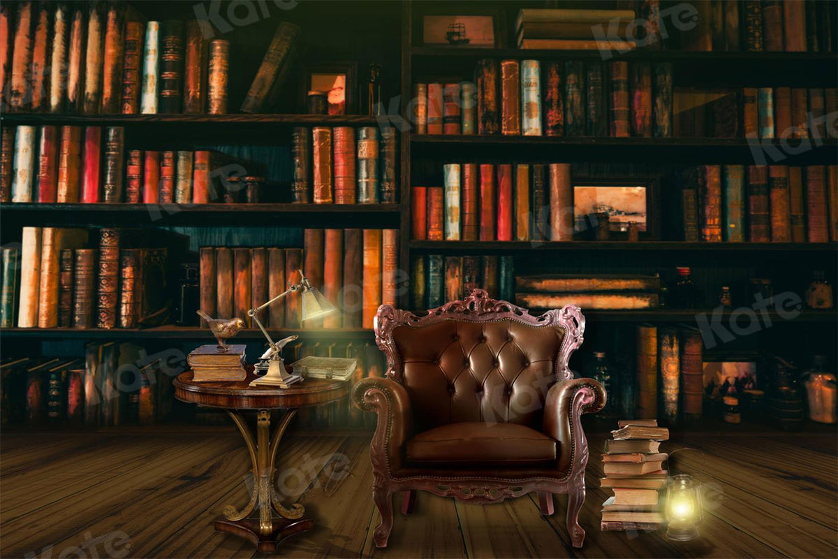 Vintage Library Cozy Reading Backdrop