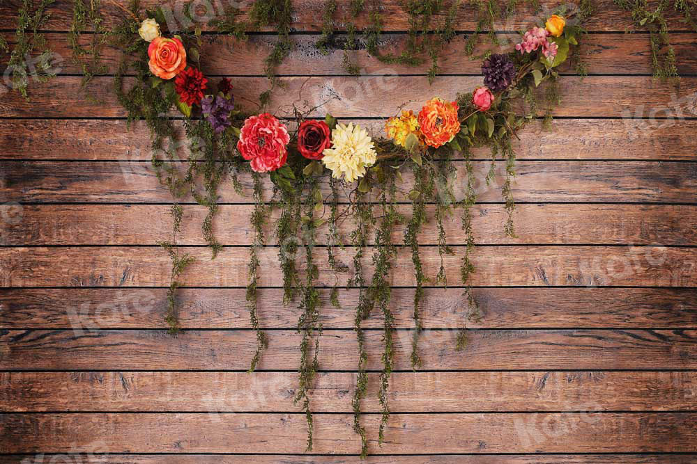 Barn Wood Background Flowers