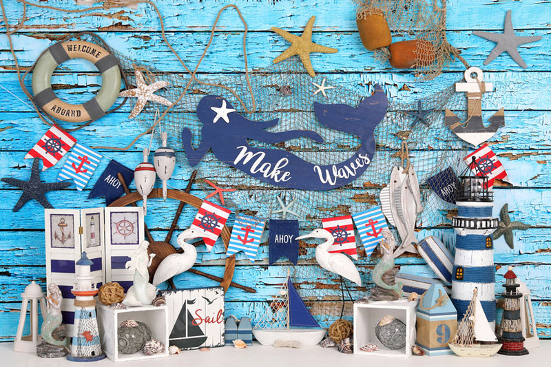 Nautical Coastal Beach Decor Backdrop