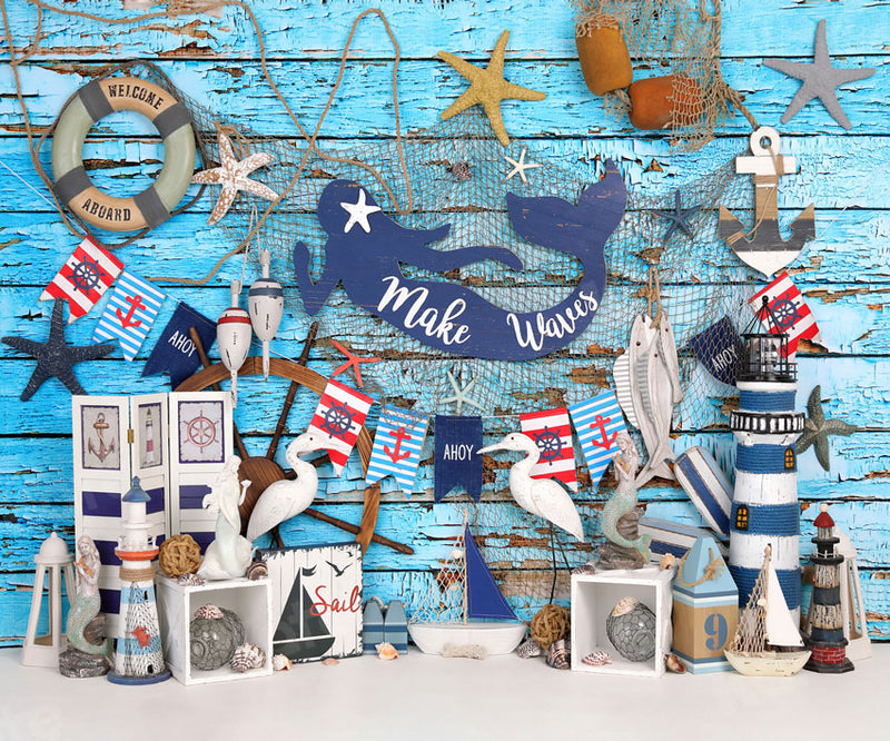 Nautical Coastal Beach Decor Backdrop