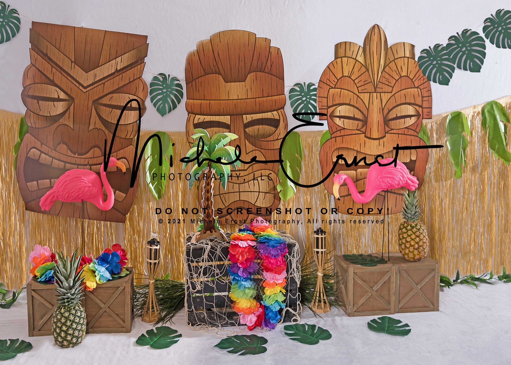 Tropical Tiki Luau Party Backdrop