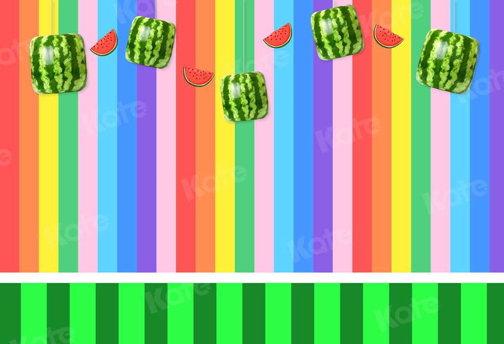 Colorful Striped Square Watermelon Backdrop