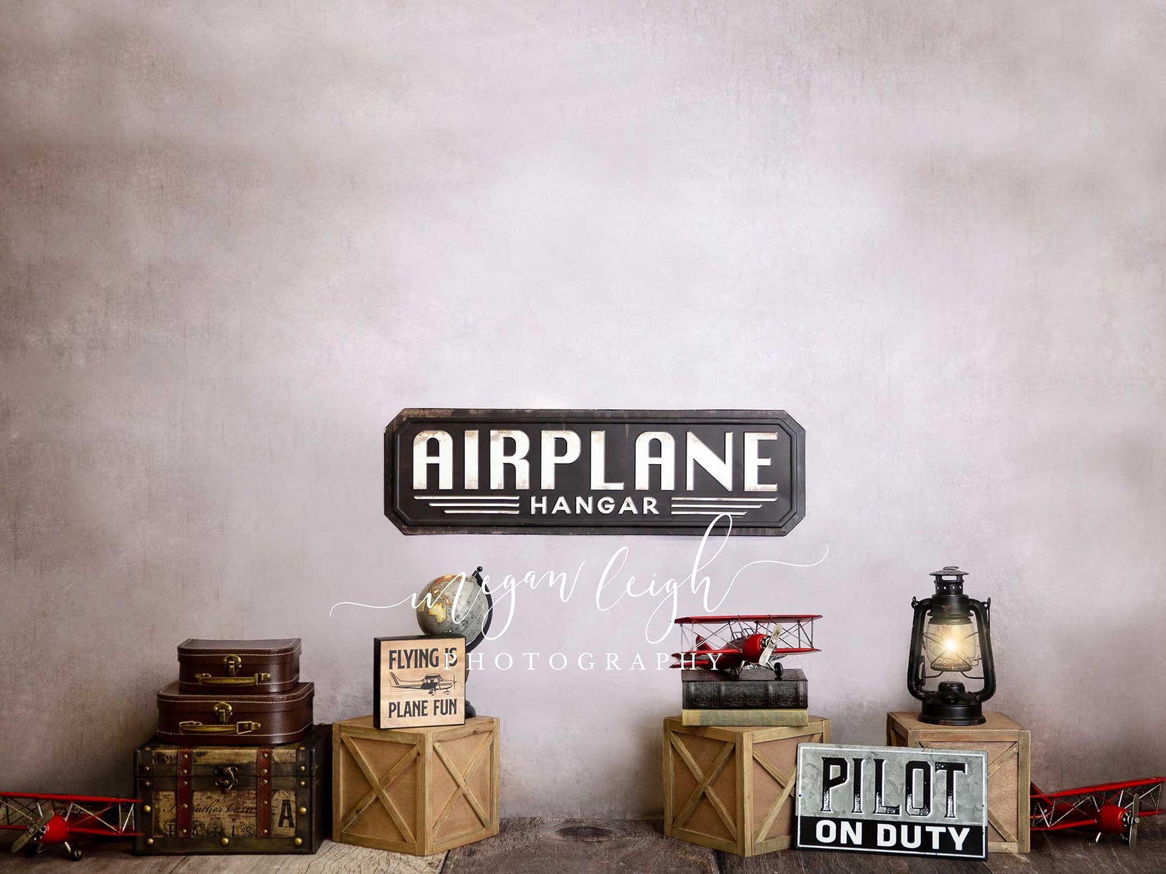 Vintage Aviation Rustic Hangar Backdrop