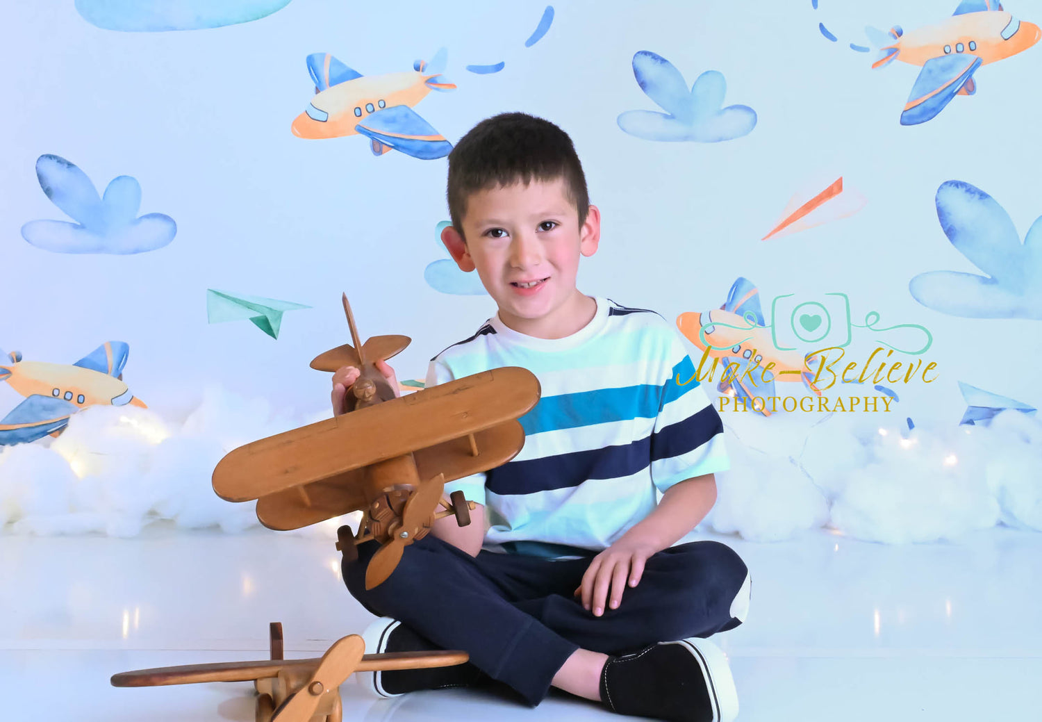 Whimsical Watercolor Airplane Backdrop