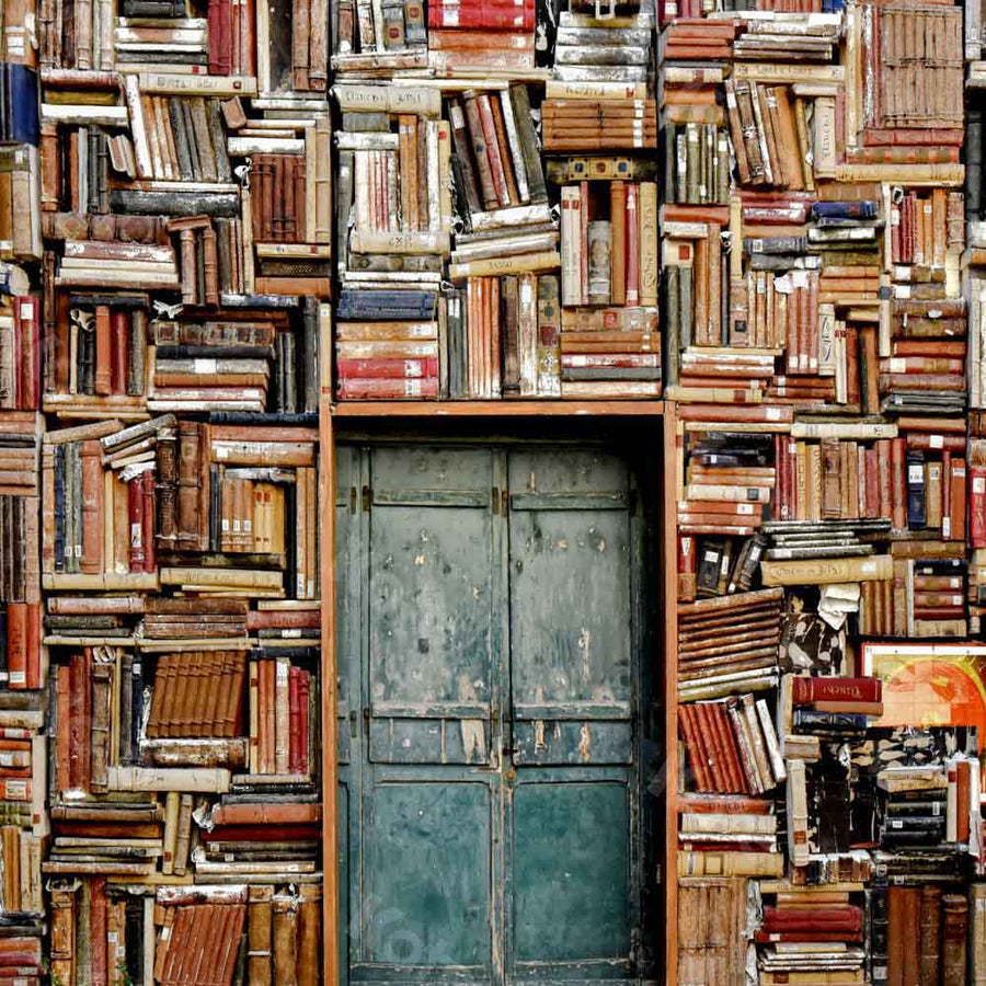 Vintage Rustic Library Book Wall Backdrop