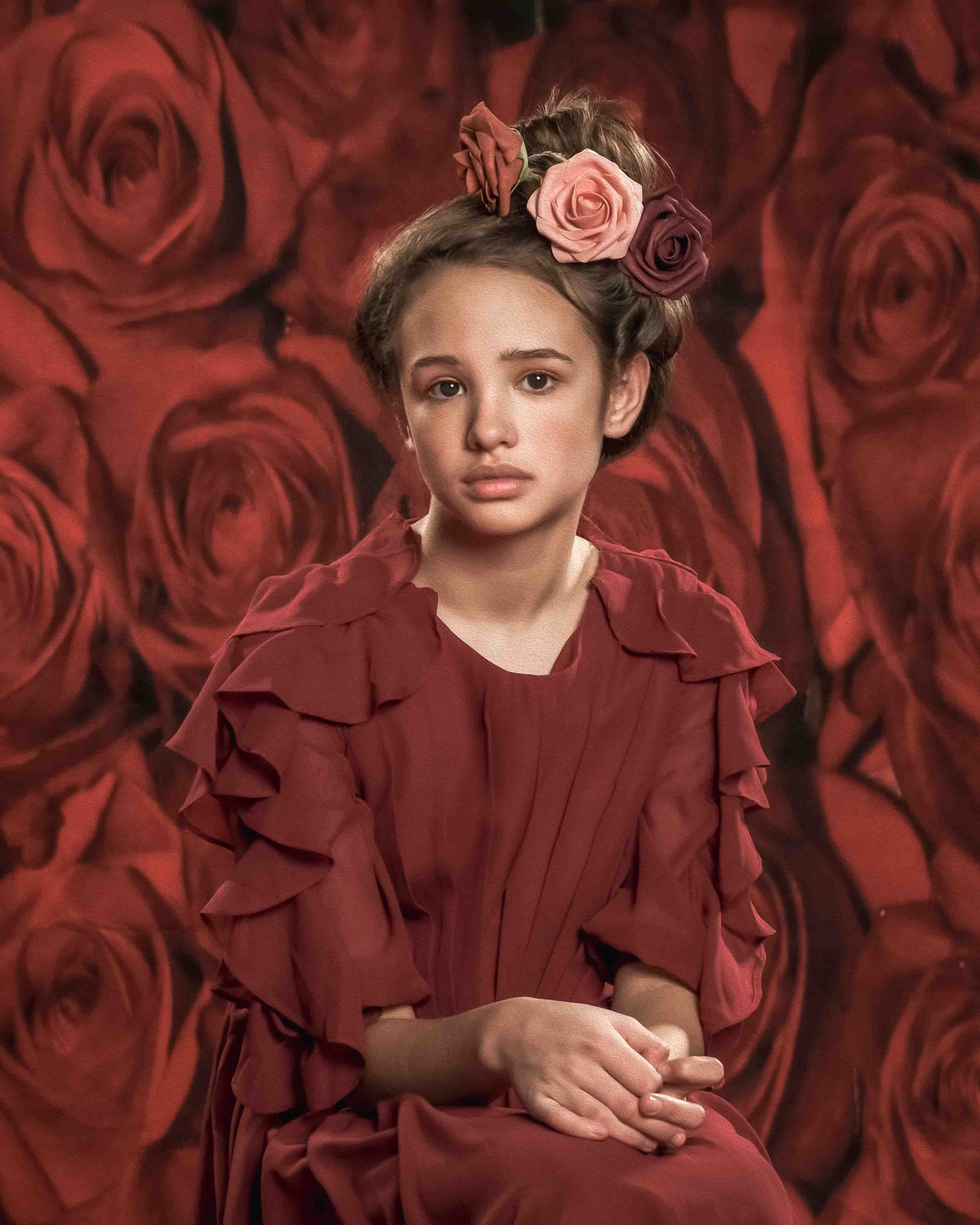 Lush Romantic Red Rose Wall Backdrop