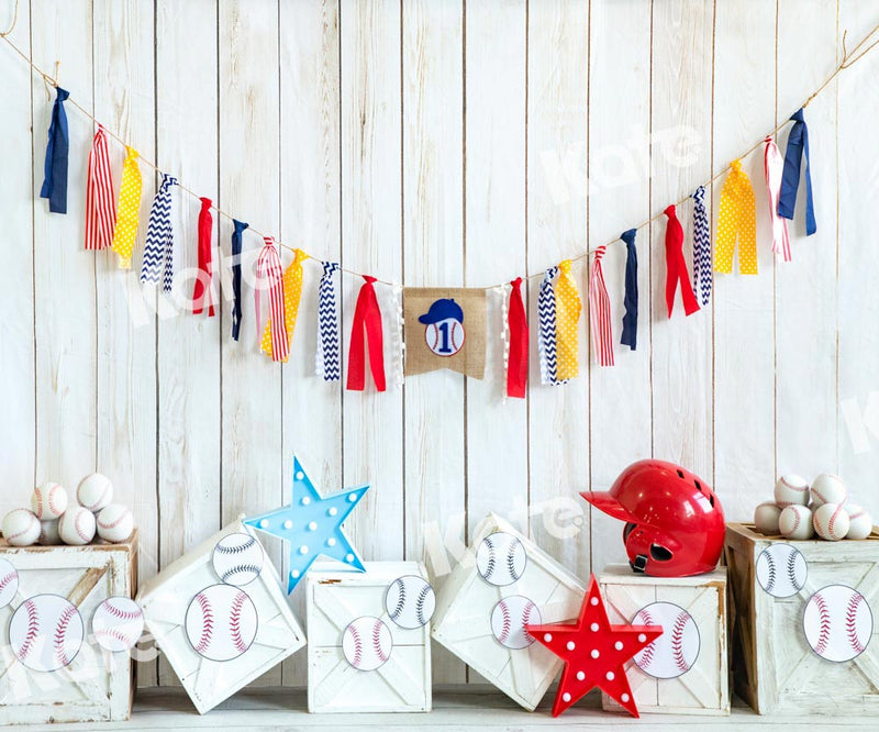 Colorful Baseball Party Celebration Backdrop