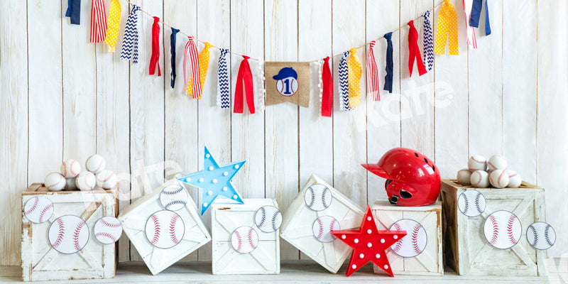 Colorful Baseball Party Celebration Backdrop