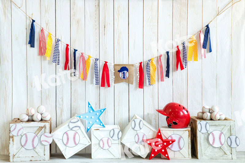 Colorful Baseball Party Celebration Backdrop