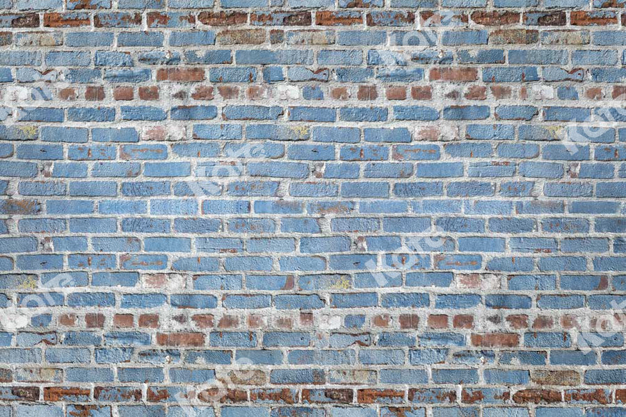 Rustic Blue Weathered Brick Wall Backdrop