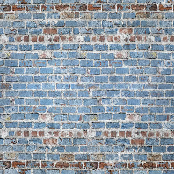 Rustic Blue Weathered Brick Wall Backdrop