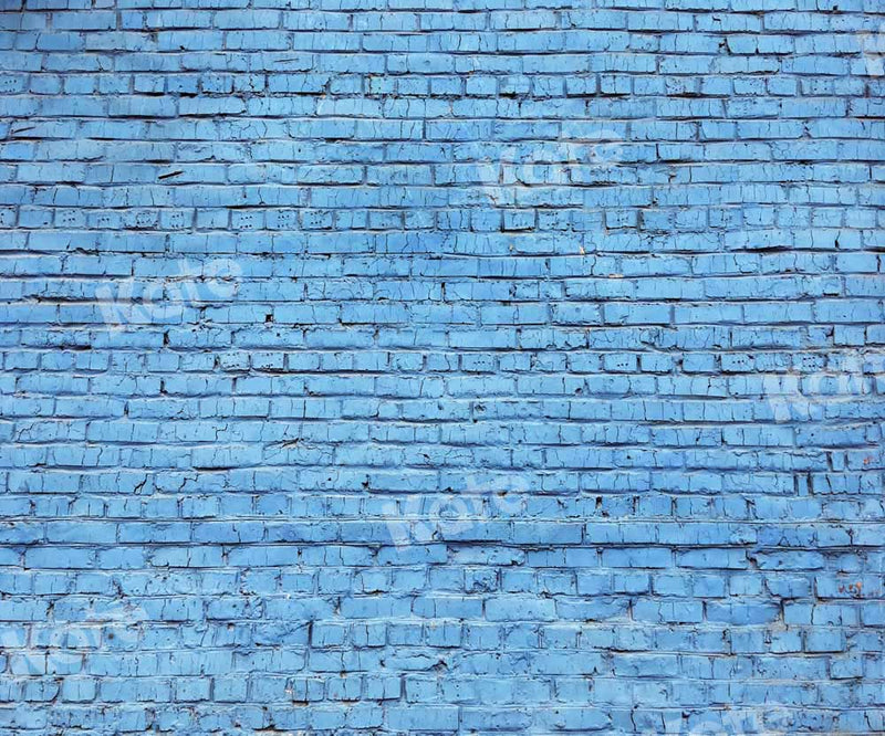 Vintage Blue Brick Wall Photography Backdrop