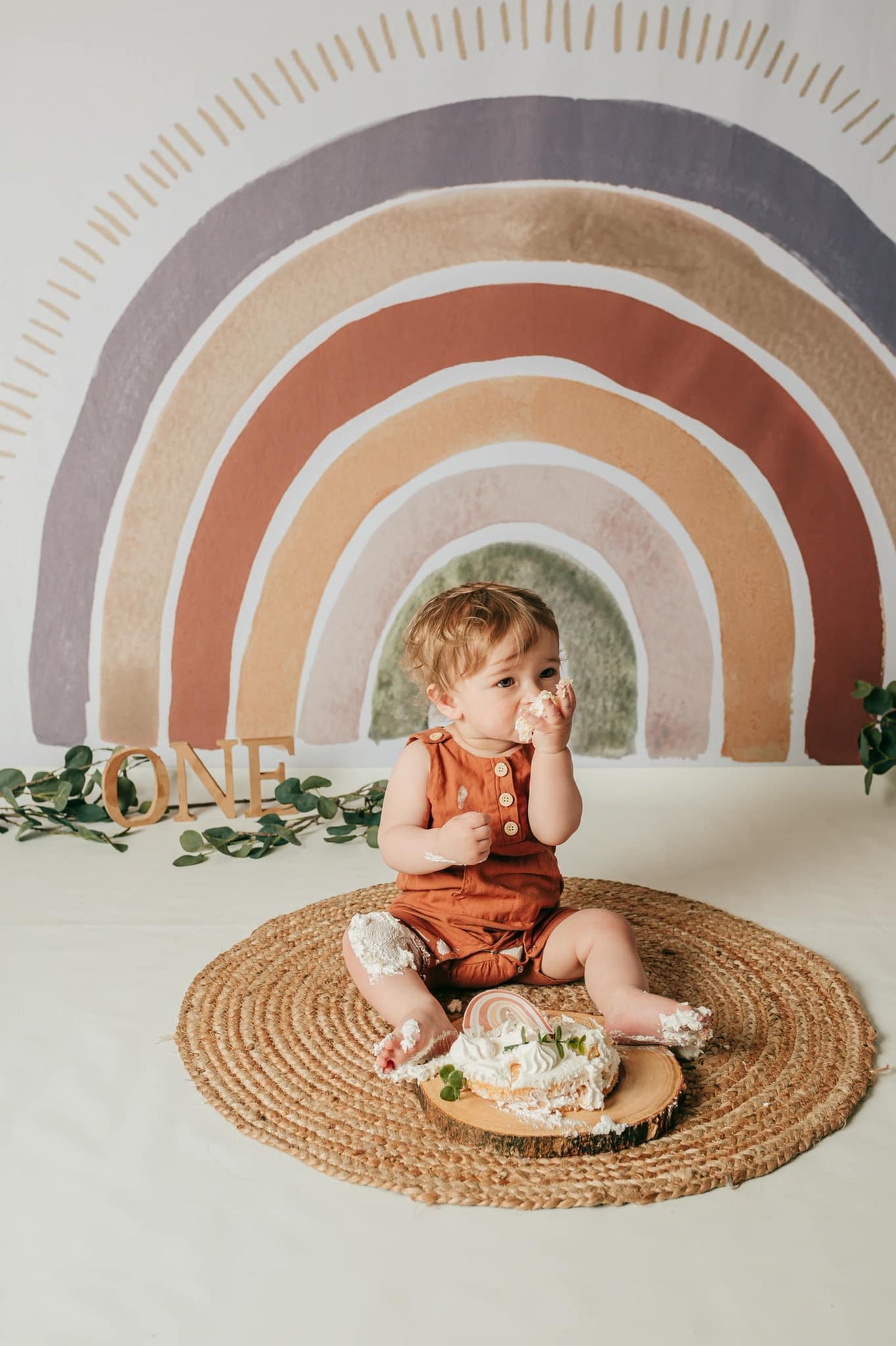 Earthy Watercolor Abstract Rainbow Backdrop