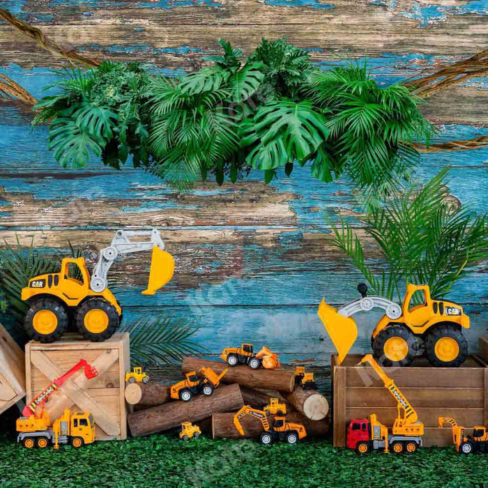 Rustic Blue Wood Tropical Toy Backdrop